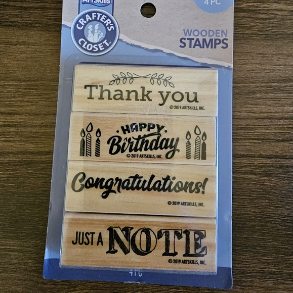 artskills | Office | 5 Wooden Stamp 4 Piece Thank You Congratulations ...